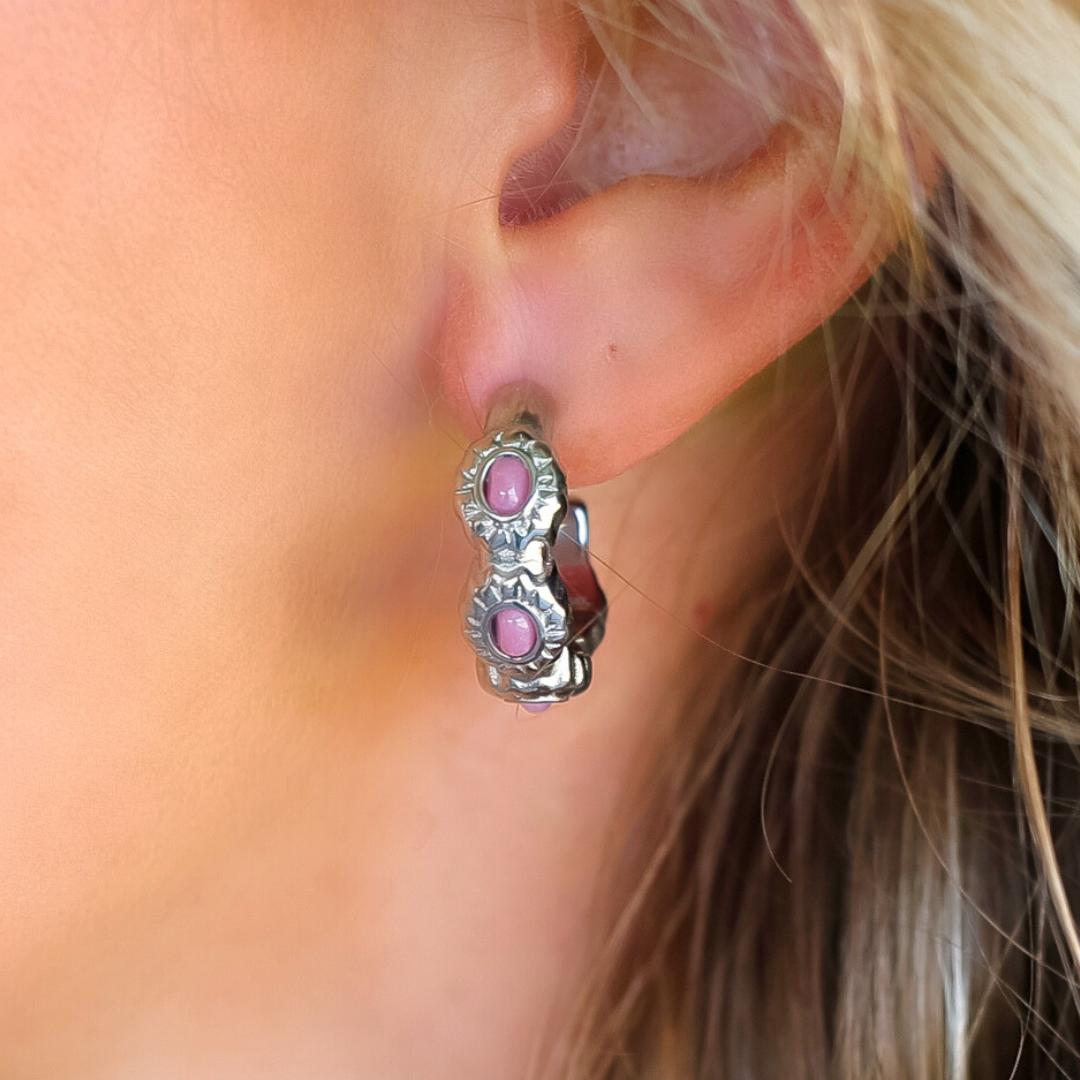 The Michelle Hoops | Pink Statement Earrings – AntlerRings.com