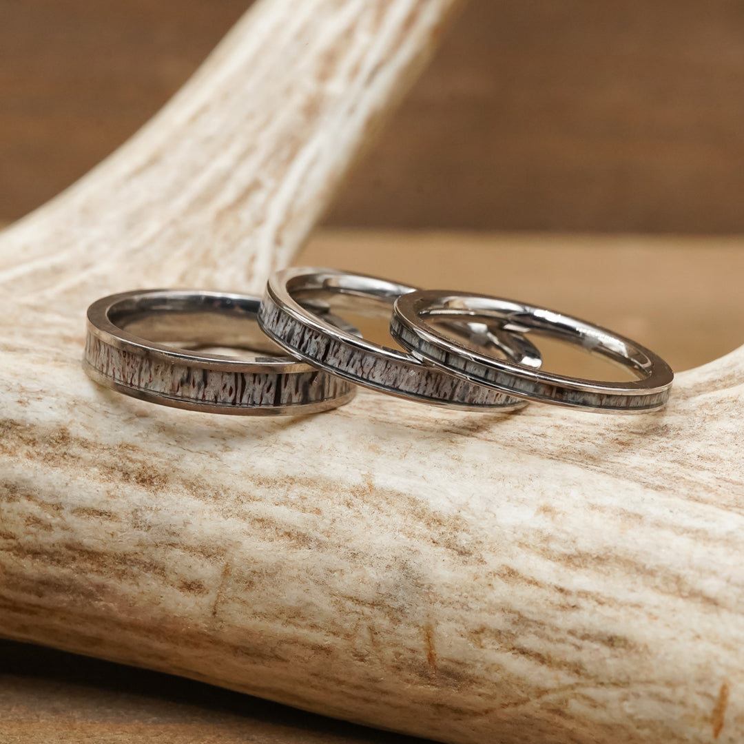 The Kenai | Women's Titanium Antler Inlaid Stacking Ring or Wedding Band – AntlerRings.com