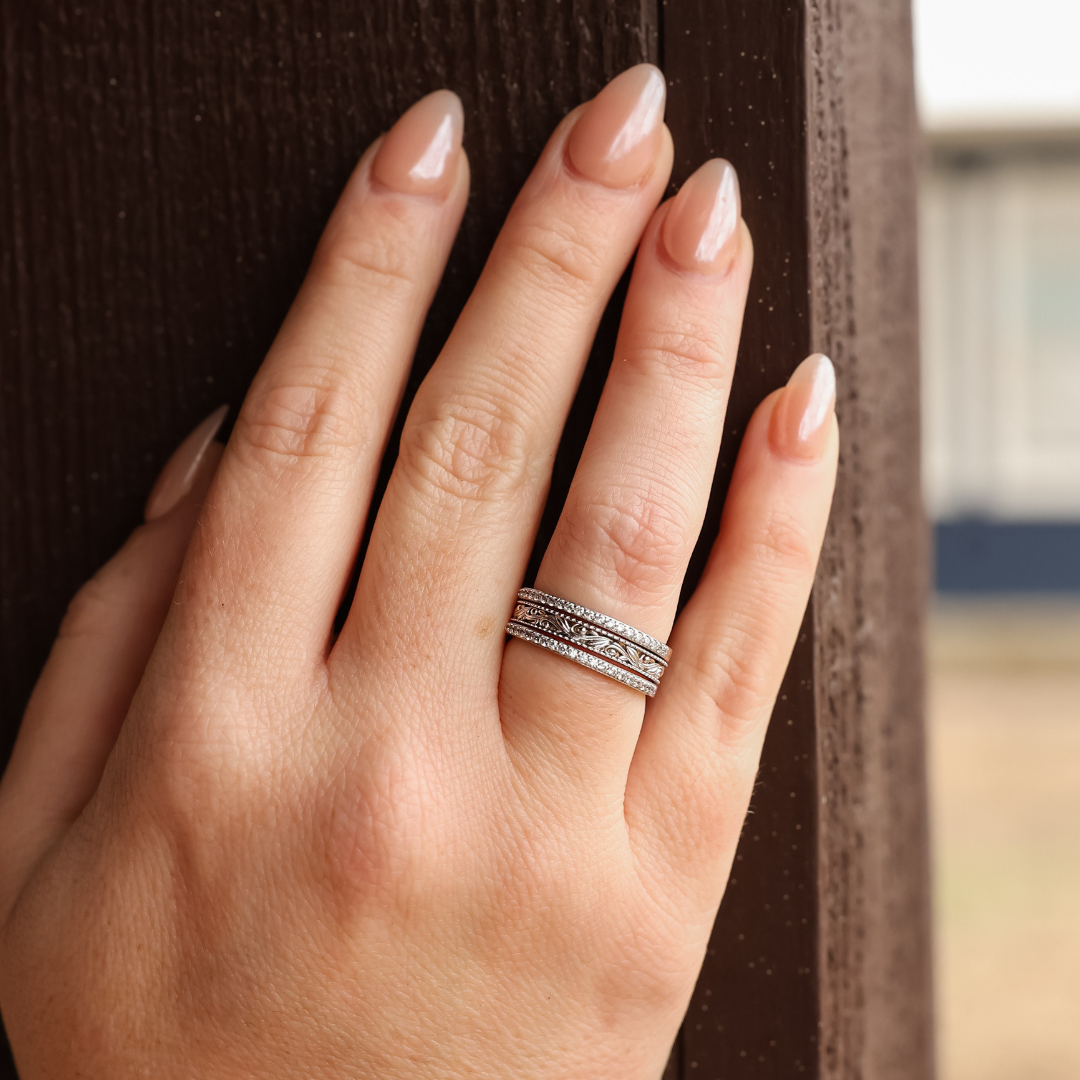 The Addison Stacker Set | Western CZ Stacking Ring Set – AntlerRings.com