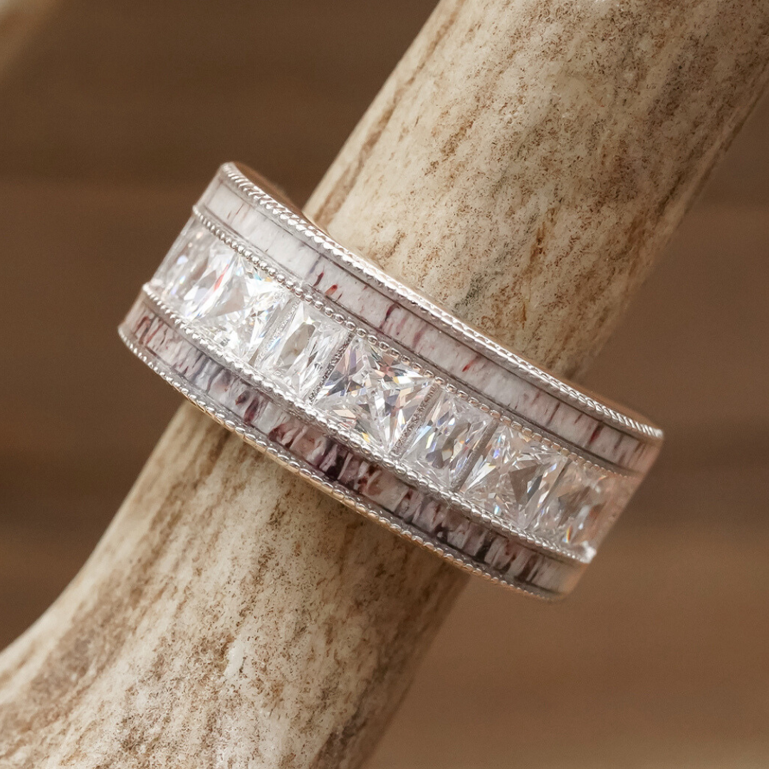 Western Anniversary Ring with Crushed Larimar or Antler – The Delia ...