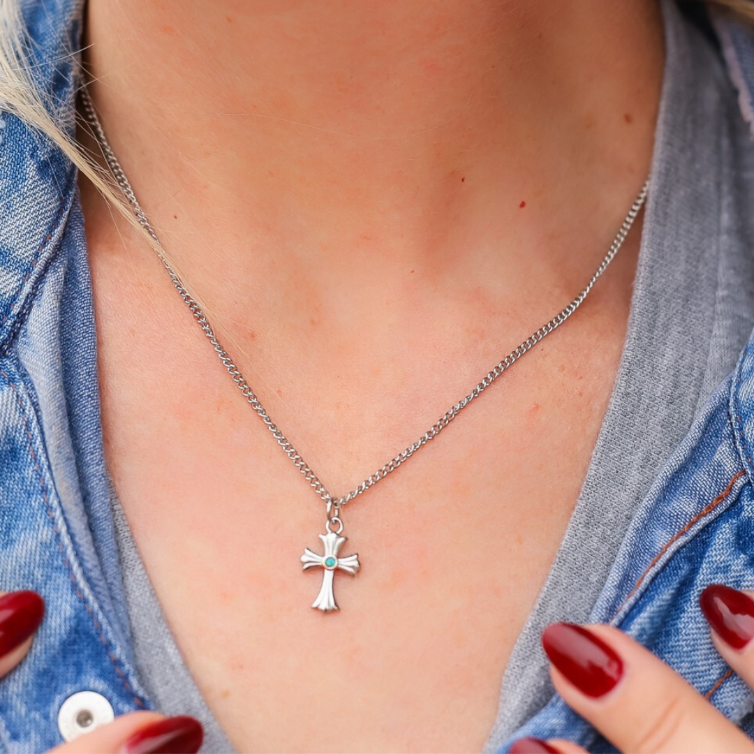 Esther Cross Necklace | Handcrafted Turquoise Jewelry – AntlerRings.com