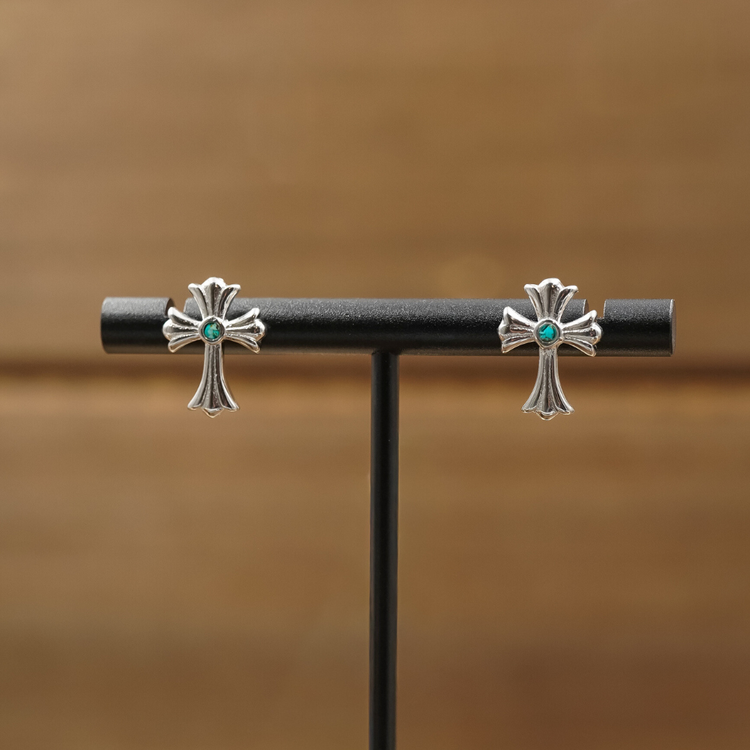 Esther Cross Studs | Handcrafted Turquoise Jewelry – AntlerRings.com