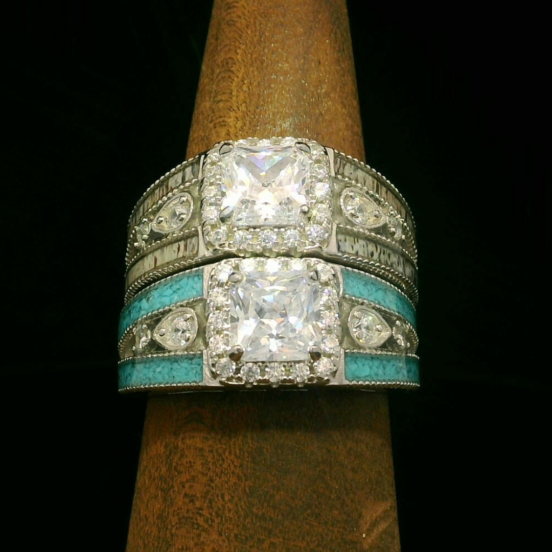The Grand Rainier | Antler Inlay Engagement Ring with Princess Cut ...