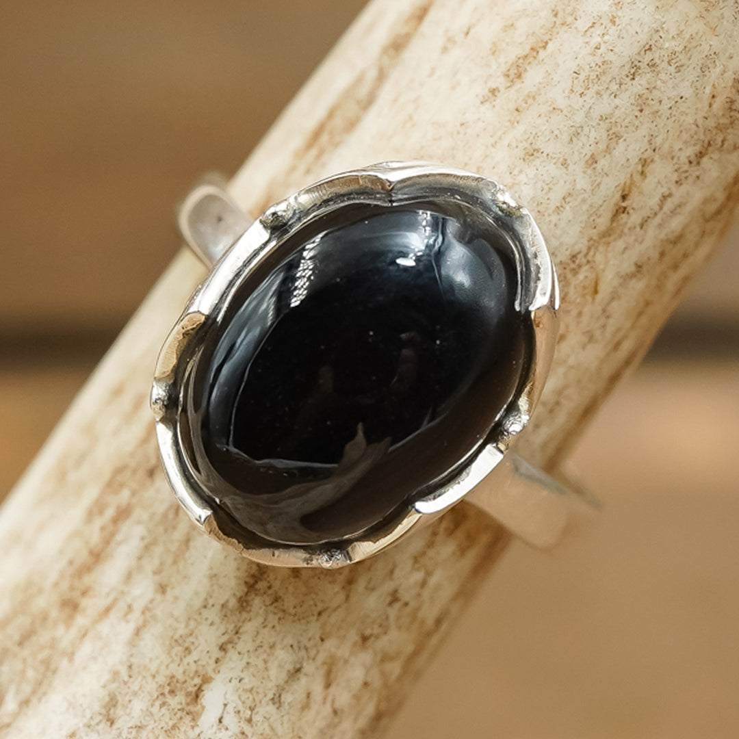 The Gretchen | 925 Sterling Silver Black Onyx Oval Stone Ring ...