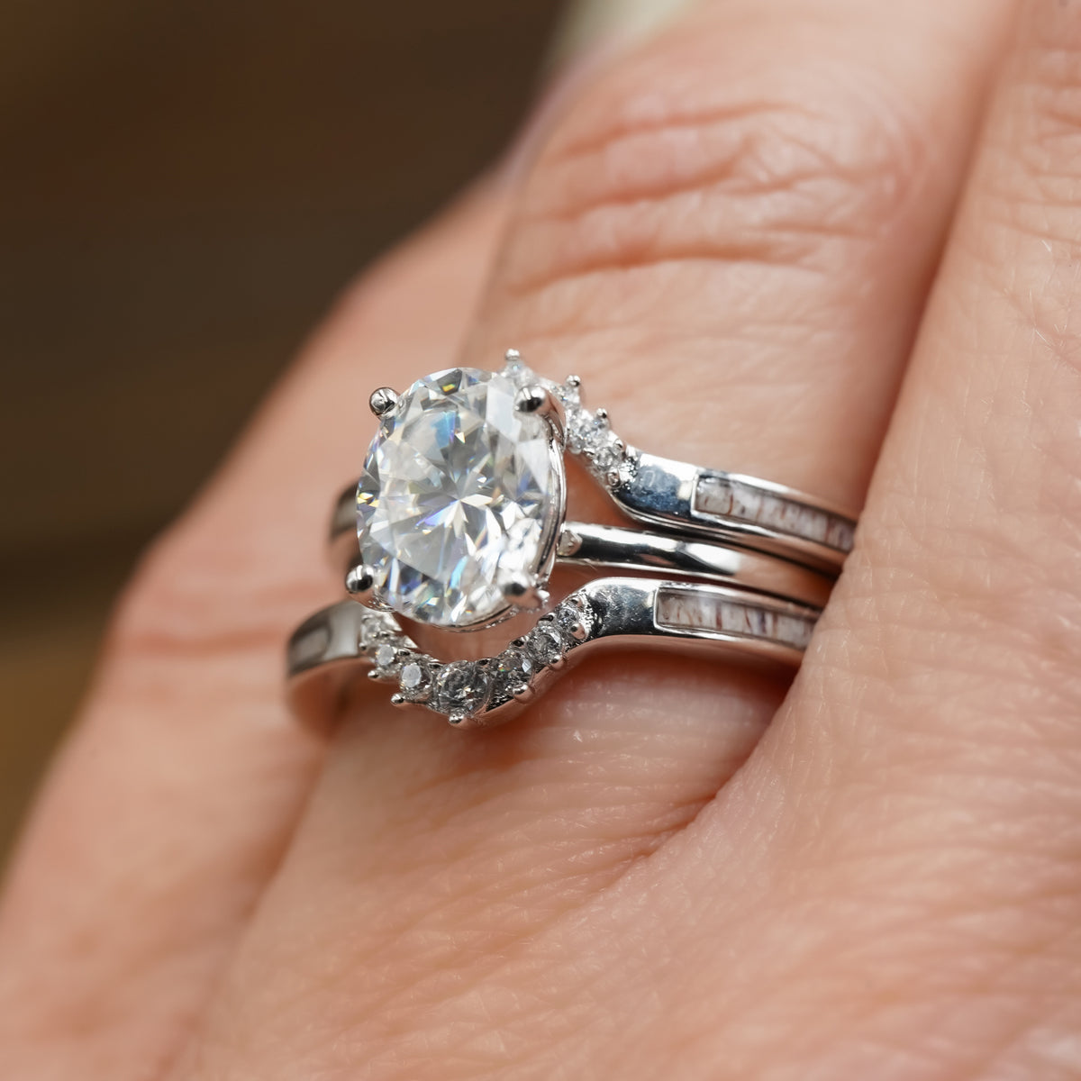 The Sarita Stacking Band | Stunning Arched CZ and Antler Inlay Band ...