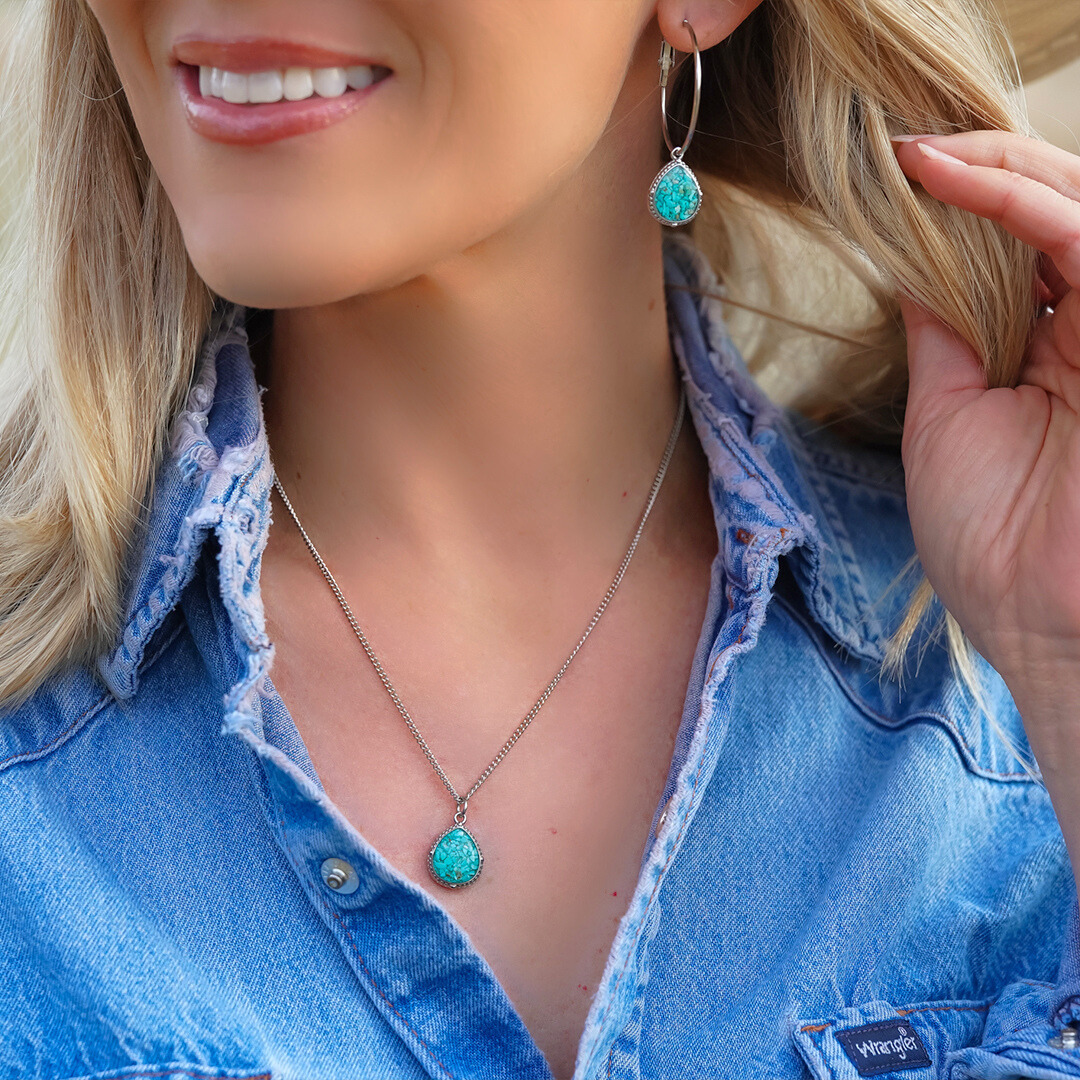 Shay Hoops – Crushed Turquoise Earrings | Turquoise Accessories ...