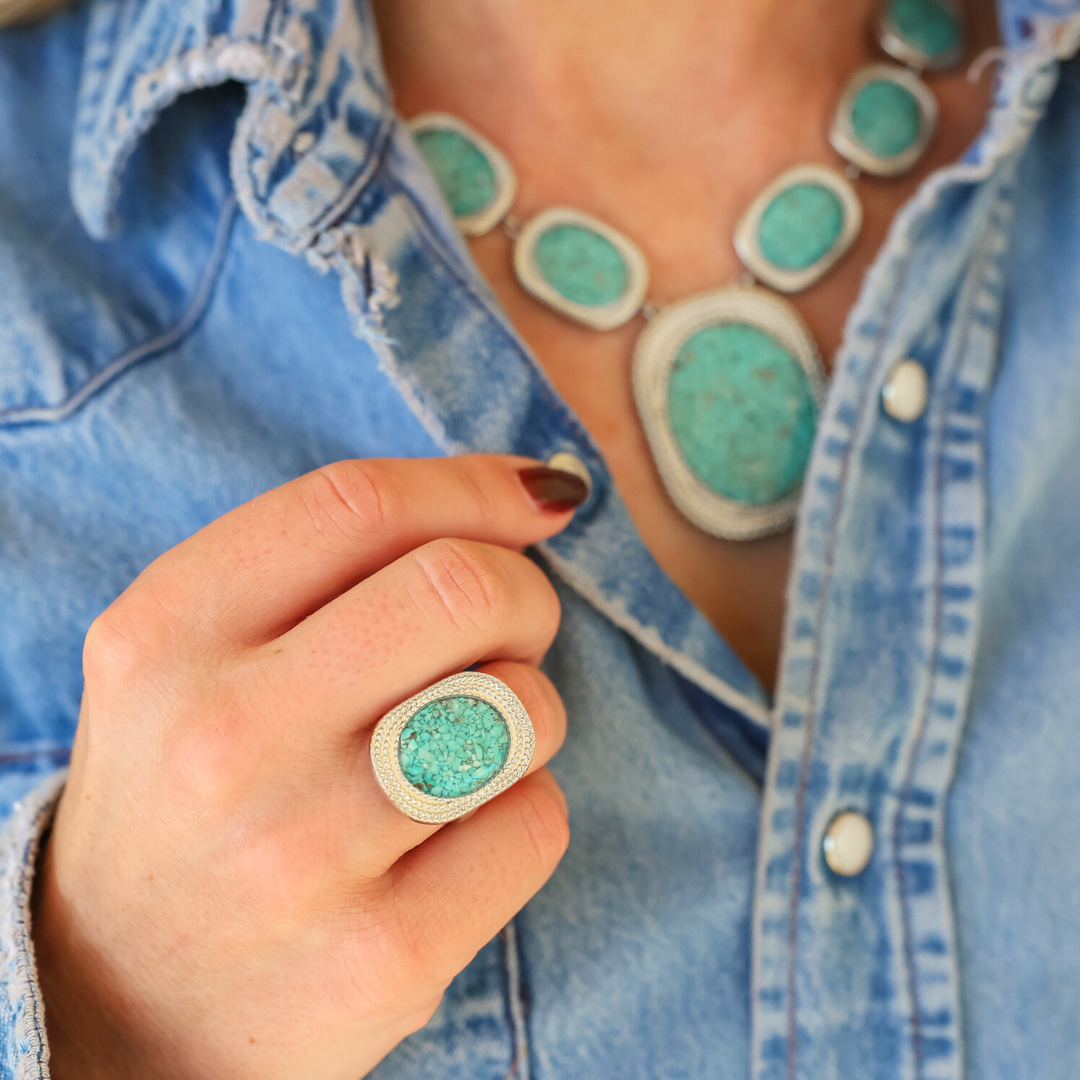 The Stella Ring | Crushed Turquoise Western Statement Ring ...