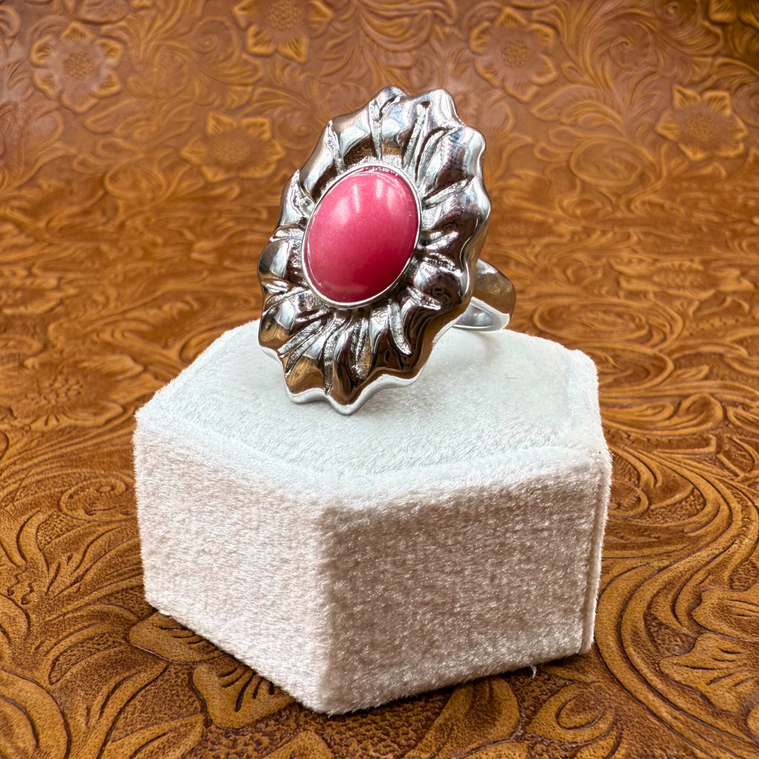 The Michelle Ring | Pink Statement Floral Inspired Ring – AntlerRings.com