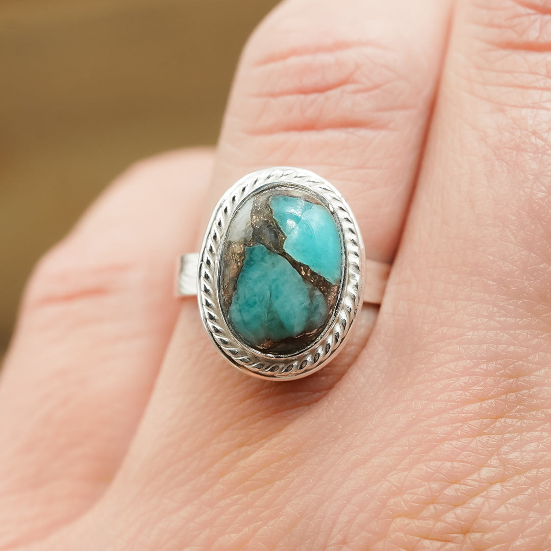 The Trisha | Twisted 925 Sterling Silver All- Natural Amazonite Copper ...