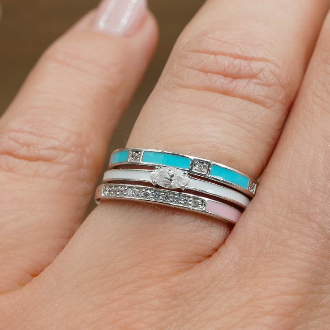 The Kiser | 925 Sterling Silver Turquoise Enamel Ring – AntlerRings.com