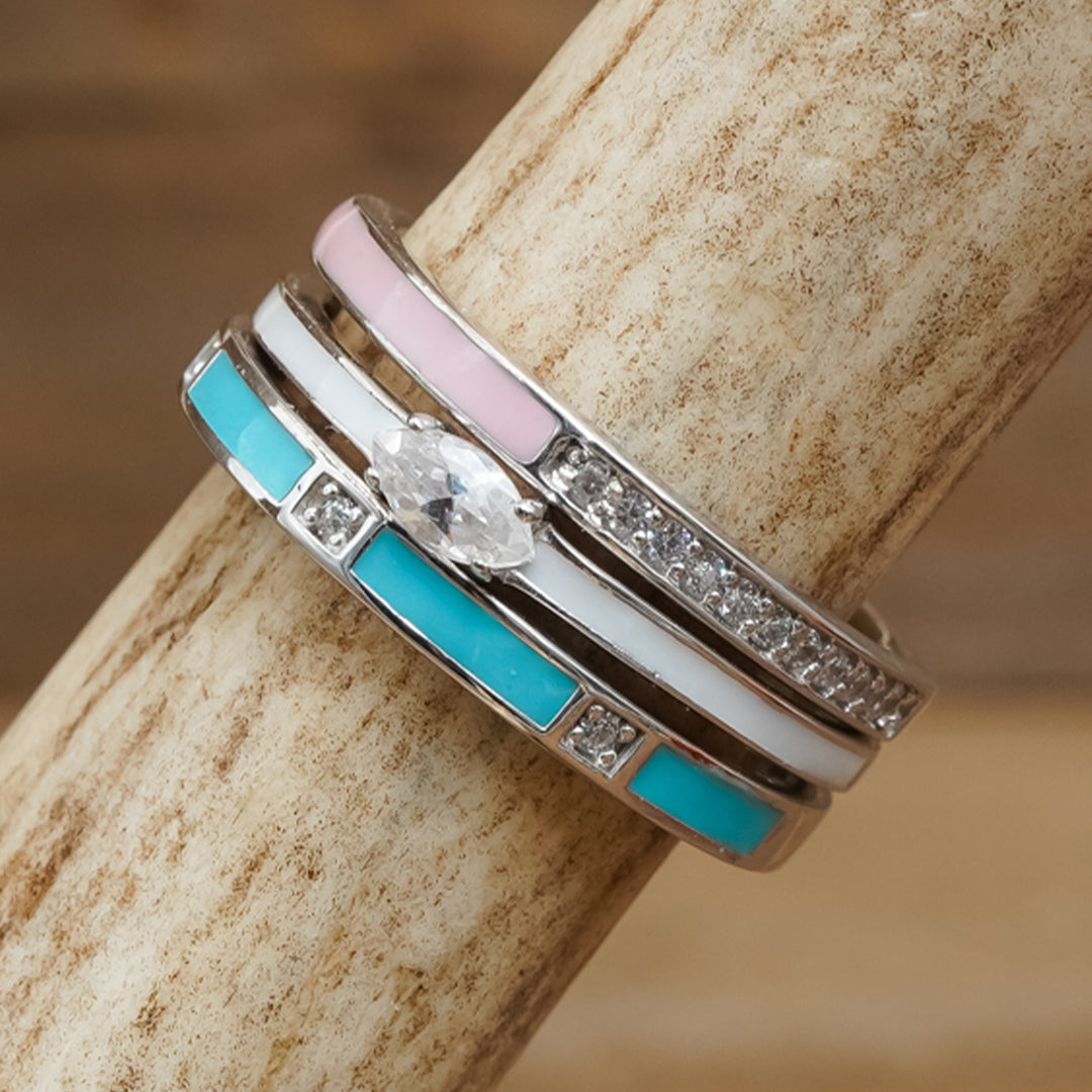 The Kiser | 925 Sterling Silver Turquoise Enamel Ring – AntlerRings.com