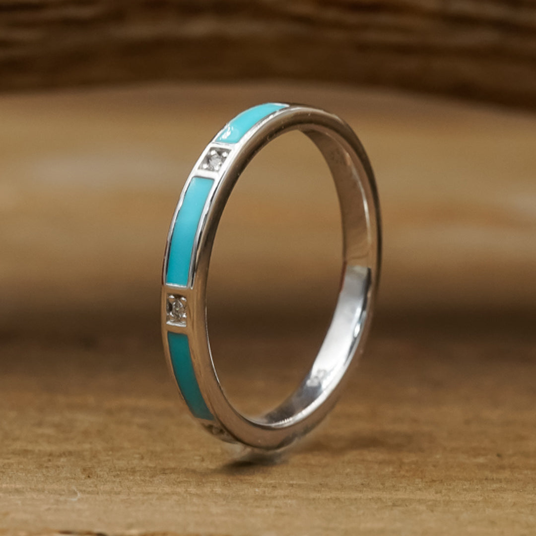 The Kiser | 925 Sterling Silver Turquoise Enamel Ring – AntlerRings.com