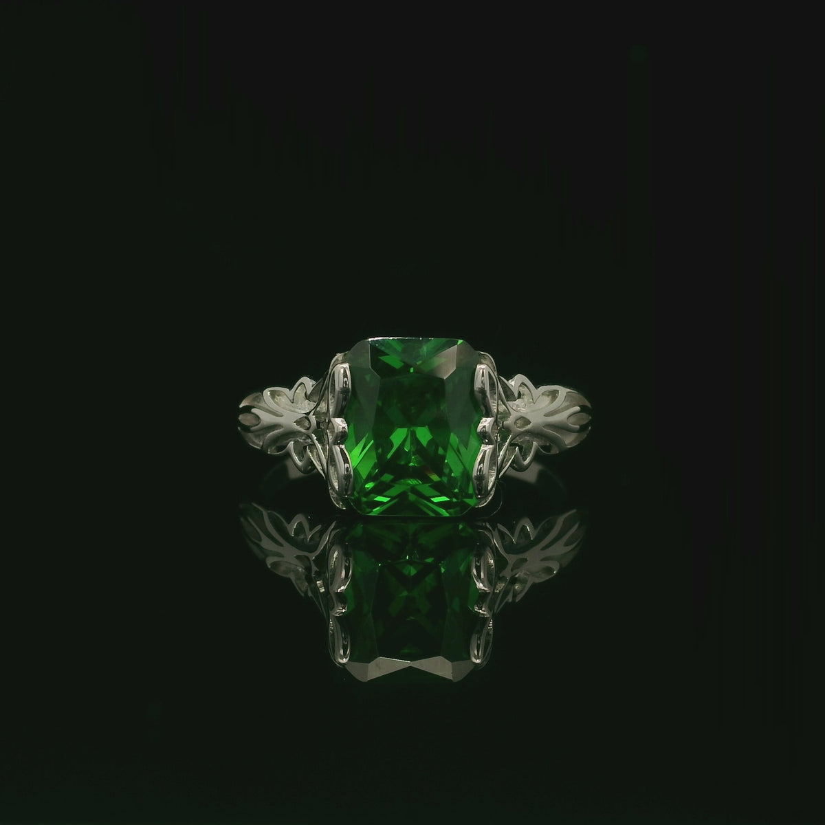 The Santa Rita | Stunning Silver Emerald Cut Western Ring – AntlerRings.com