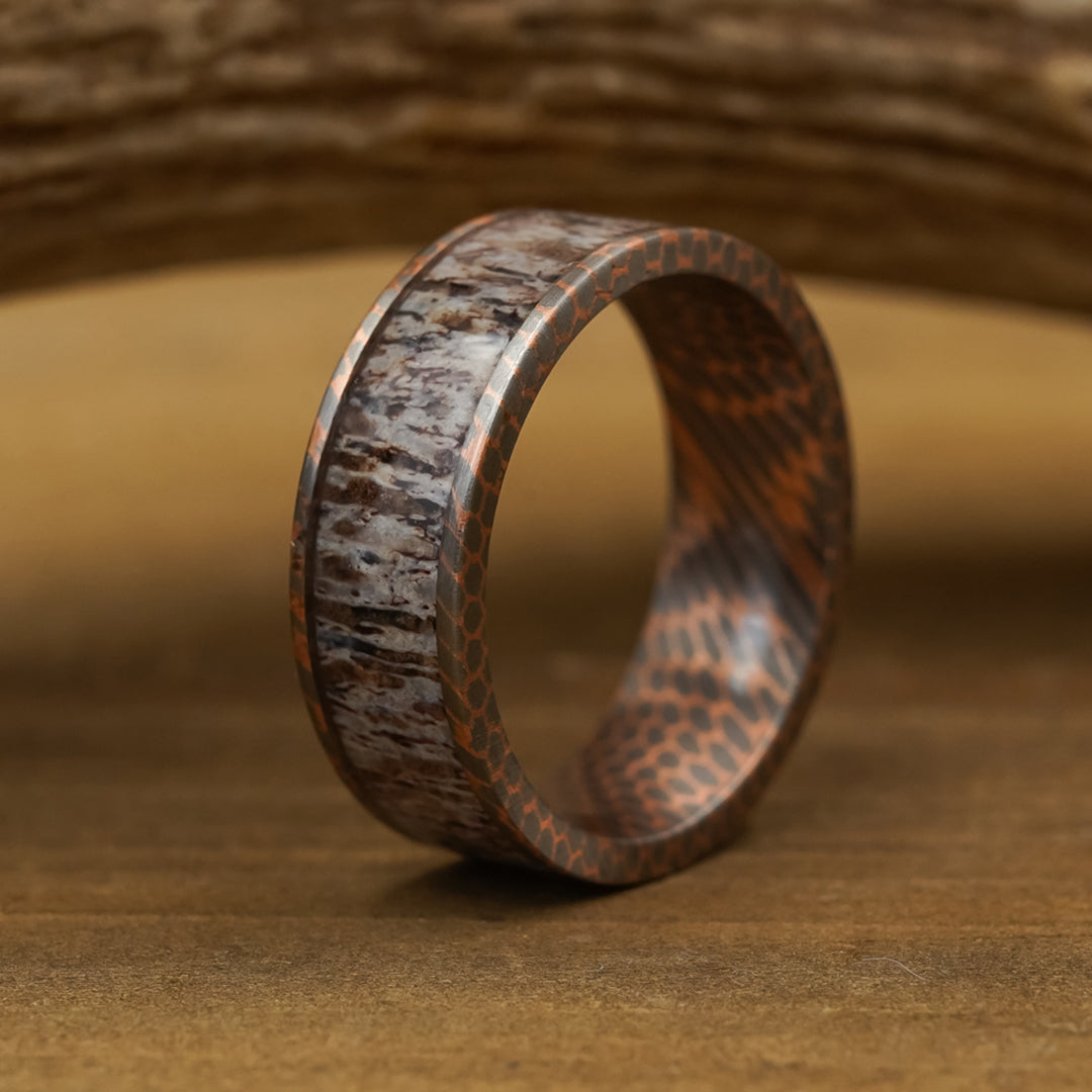 The Rattler | Men's Comfort Fit Superconductor Metal Antler Inlaid ...