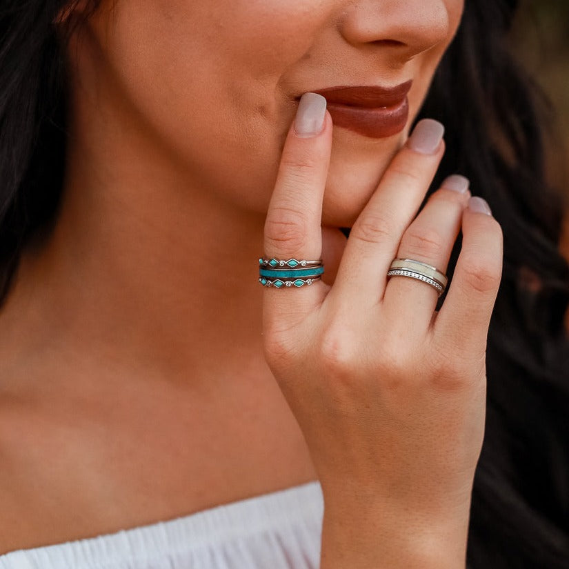 Tulum Stacking Band - Women's Marquise Turquoise CZ Stacking Ring ...
