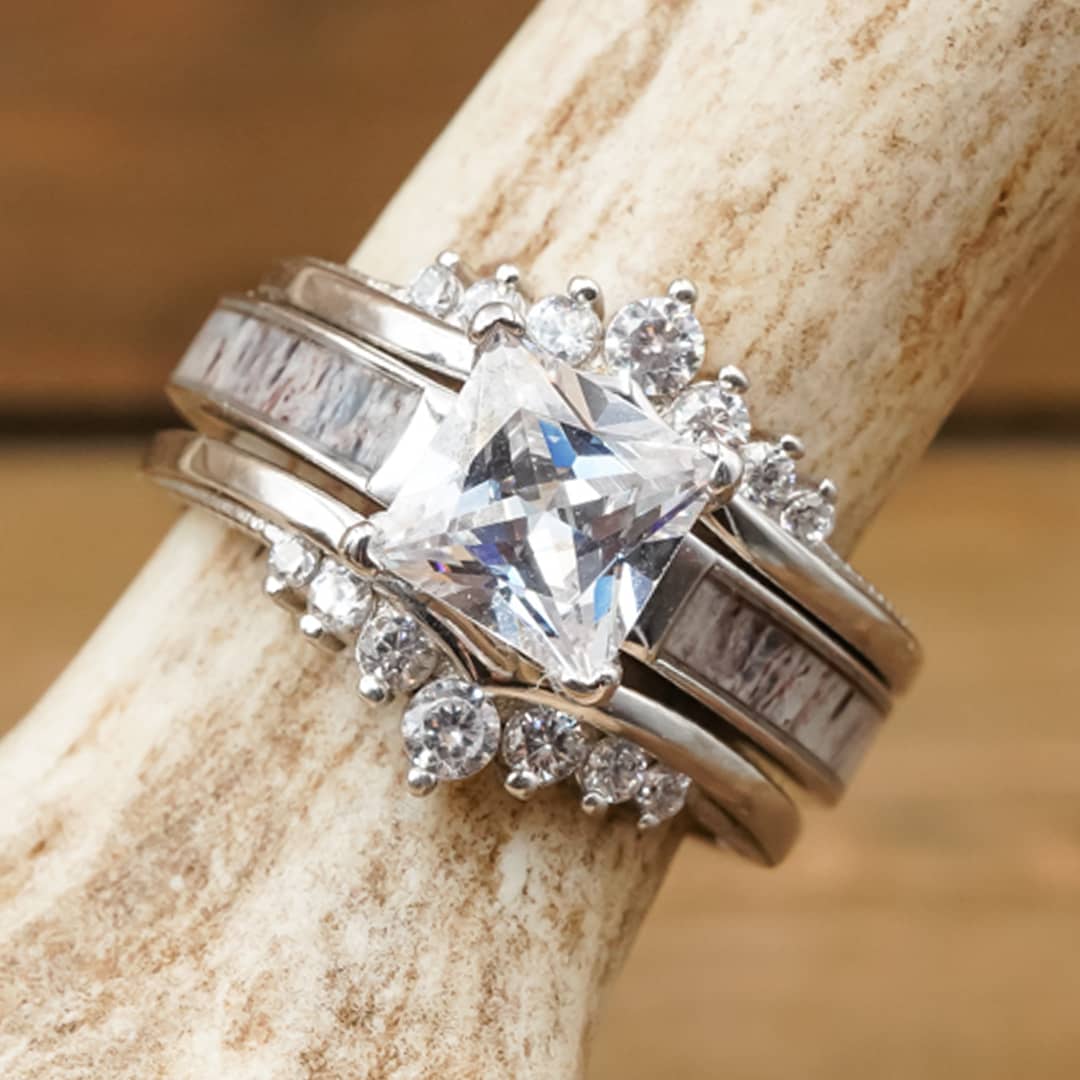 Diamond Grand Kenai Wishbone Wedding Set – AntlerRings.com