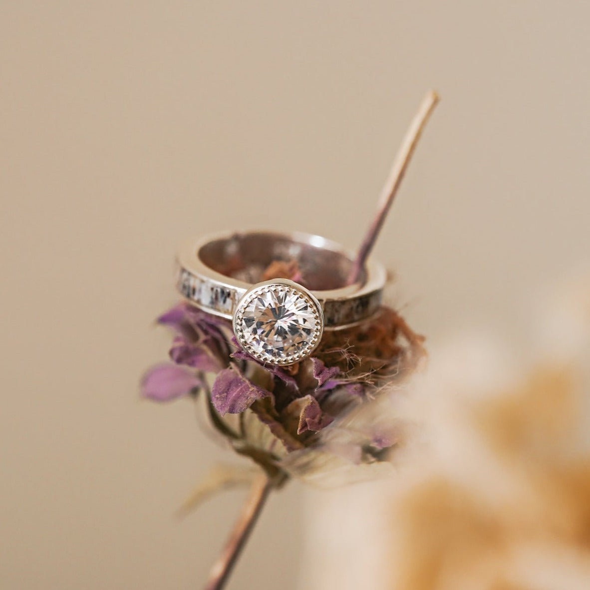 The Grand Avonelle | Women's Round Stone Antler Engagement Ring ...