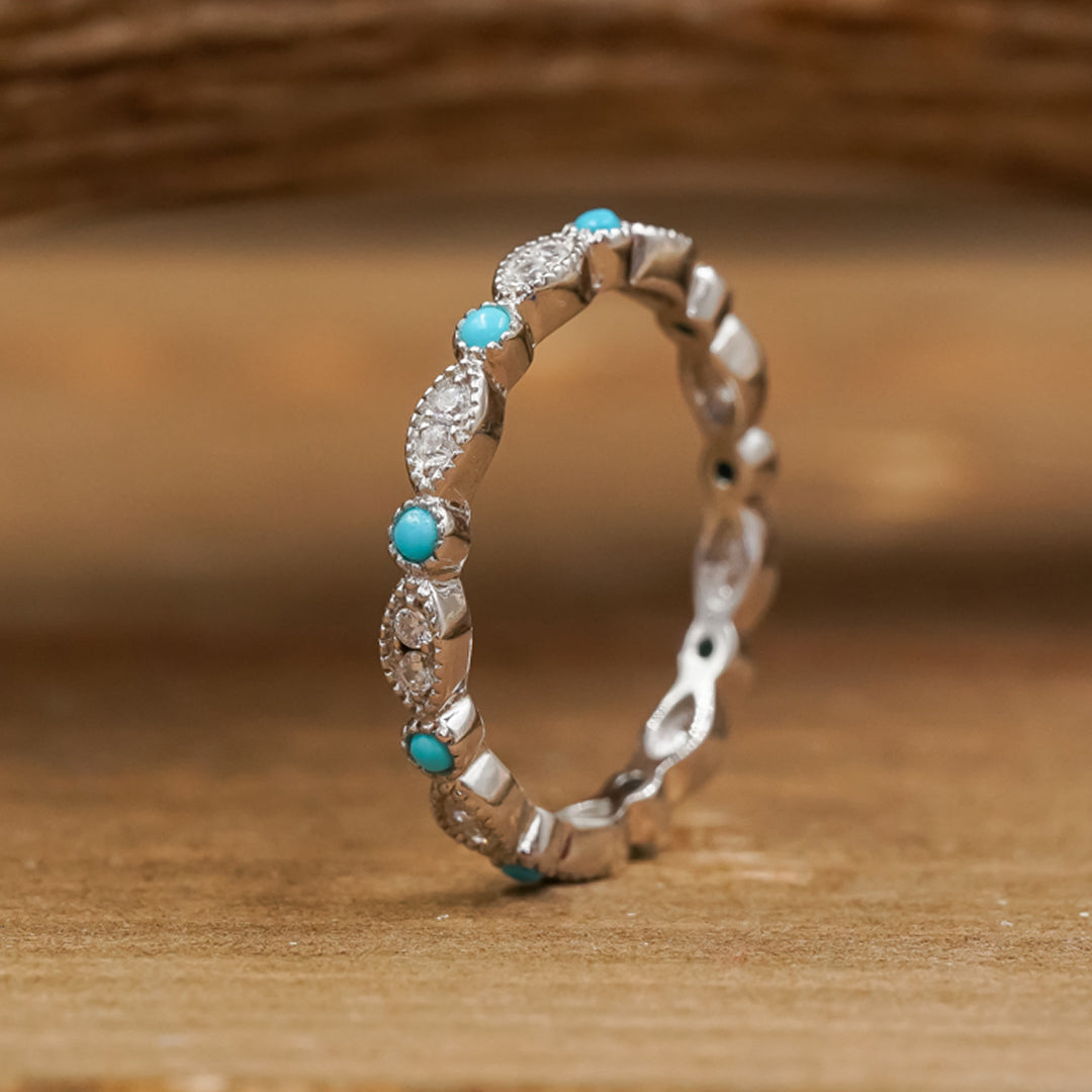 The Turquoise Vintage Stacking Band | Women's Vintage Turquoise & Cubic ...
