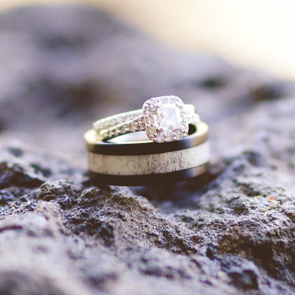 The Palo Duro | 8mm Black Sandblasted Tungsten Flat Edge Antler Ring ...