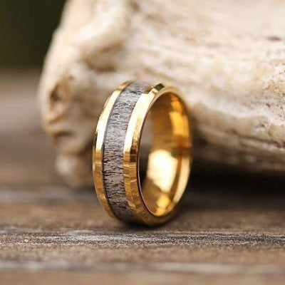 The Yellowstone | 8mm Gold Plated Tungsten Antler Ring – AntlerRings.com